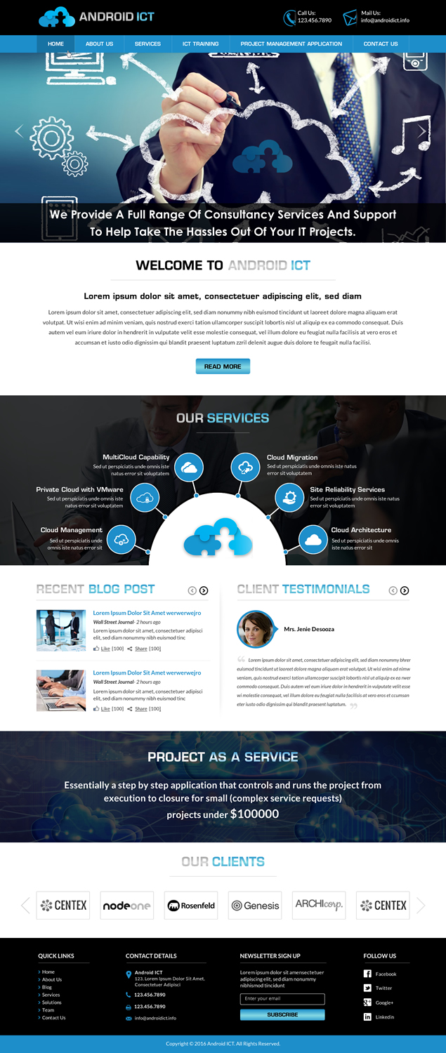 Professional, Modern, It Company Web Design for Adroit ICT Consultative ...