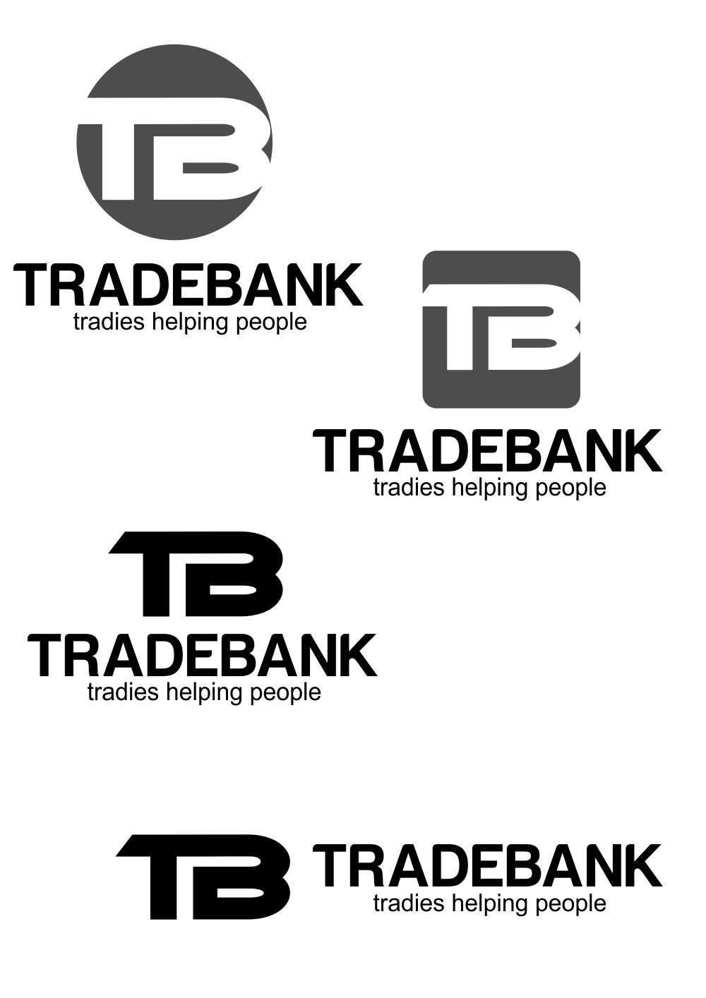 Bold, Playful, Bank Logo Design for TRADEBANK - tradies helping people ...
