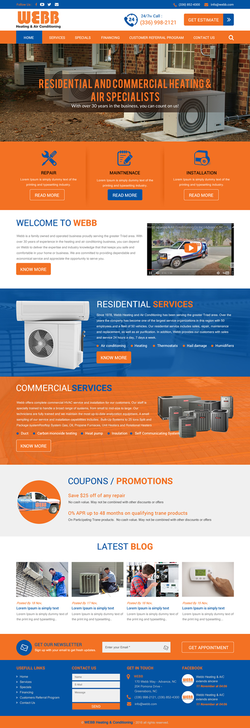 Bold, Playful, Hvac Web Design for a Company by rightway | Design #12738676