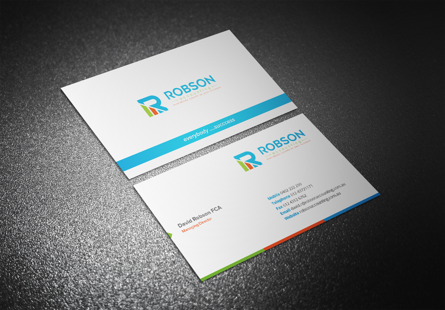 Modern, Colorful, Accounting Stationery Design for Robson Accounting by ...