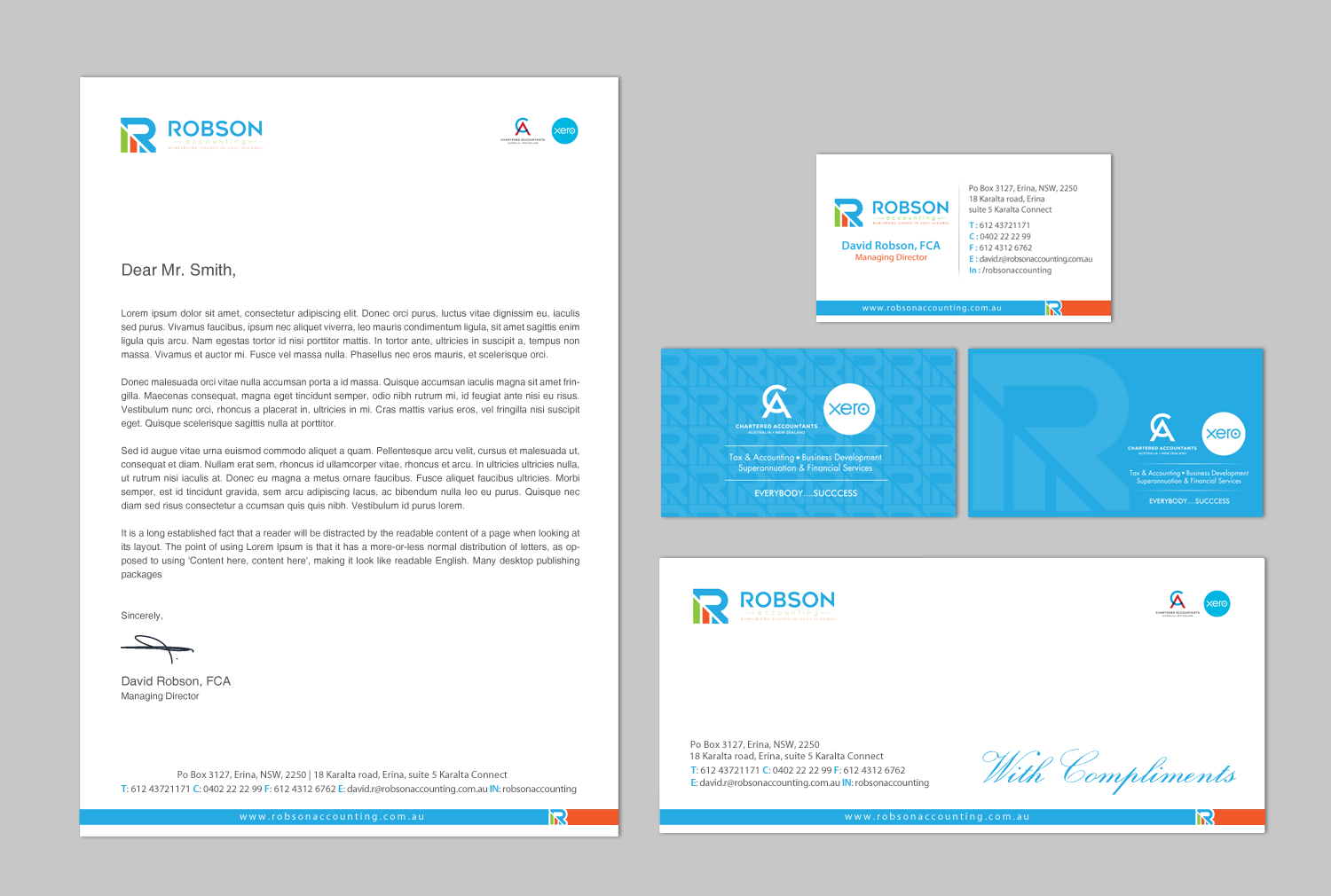Modern, Colorful, Accounting Stationery Design for Robson Accounting by ...