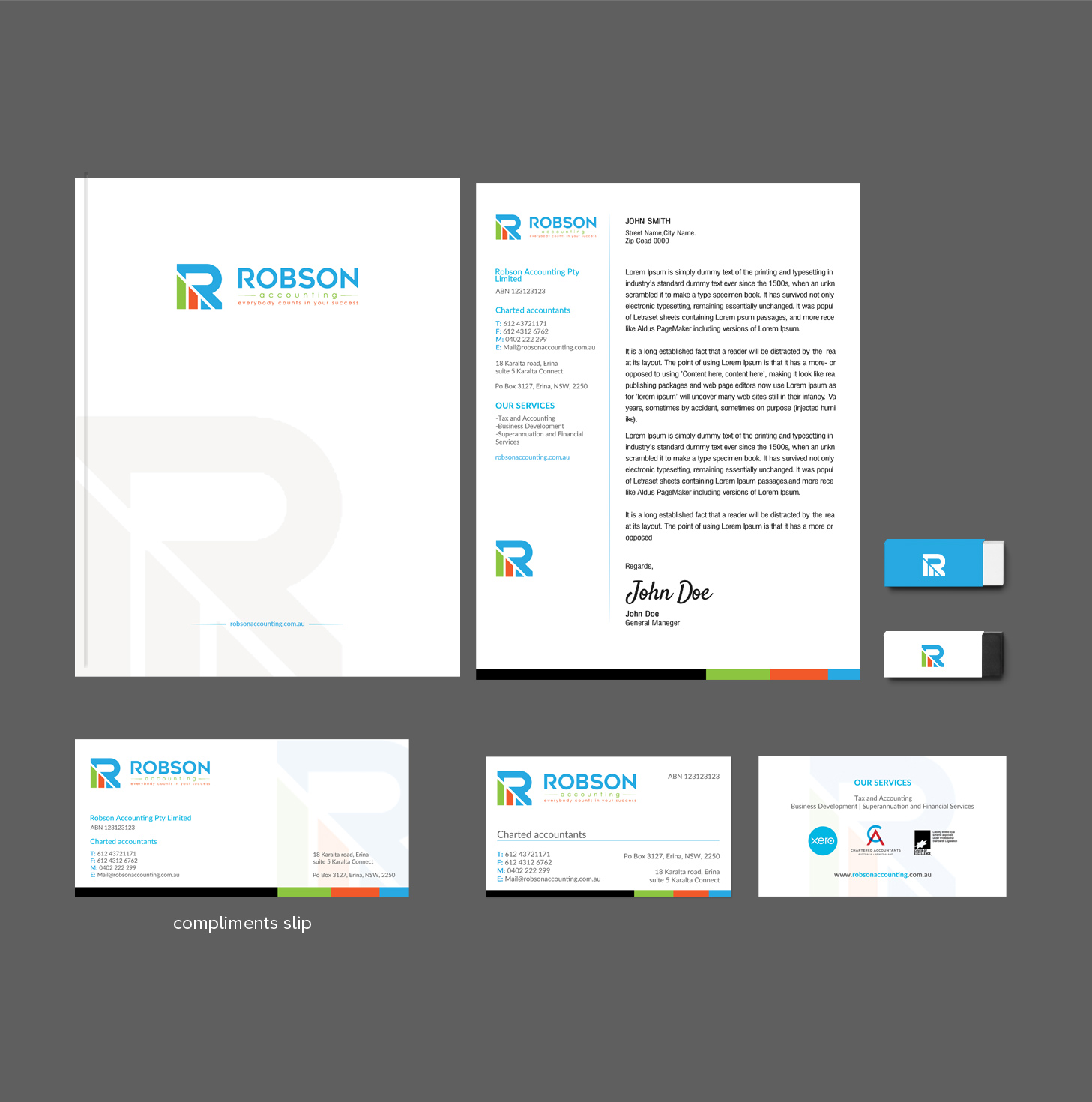 Modern, Colorful, Accounting Stationery Design for Robson Accounting by ...