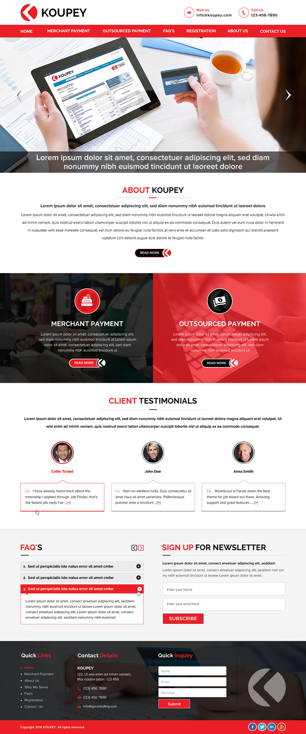 Upmarket, Modern, It Company Web Design for koupey by Sbss | Design ...