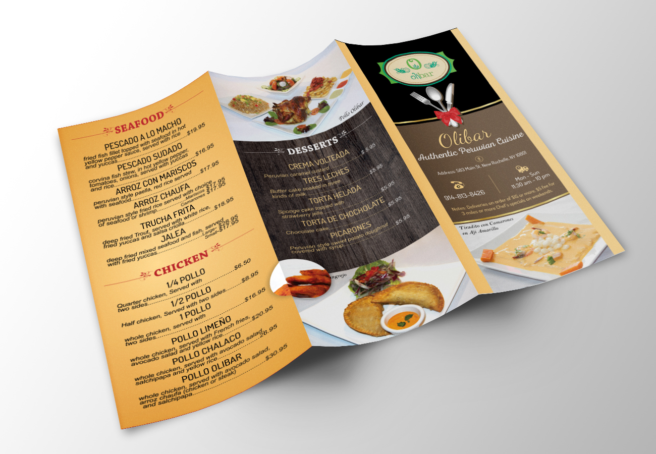 Restaurant Flyer Design for Olibar Peruvian Cuisine by ESolz ...