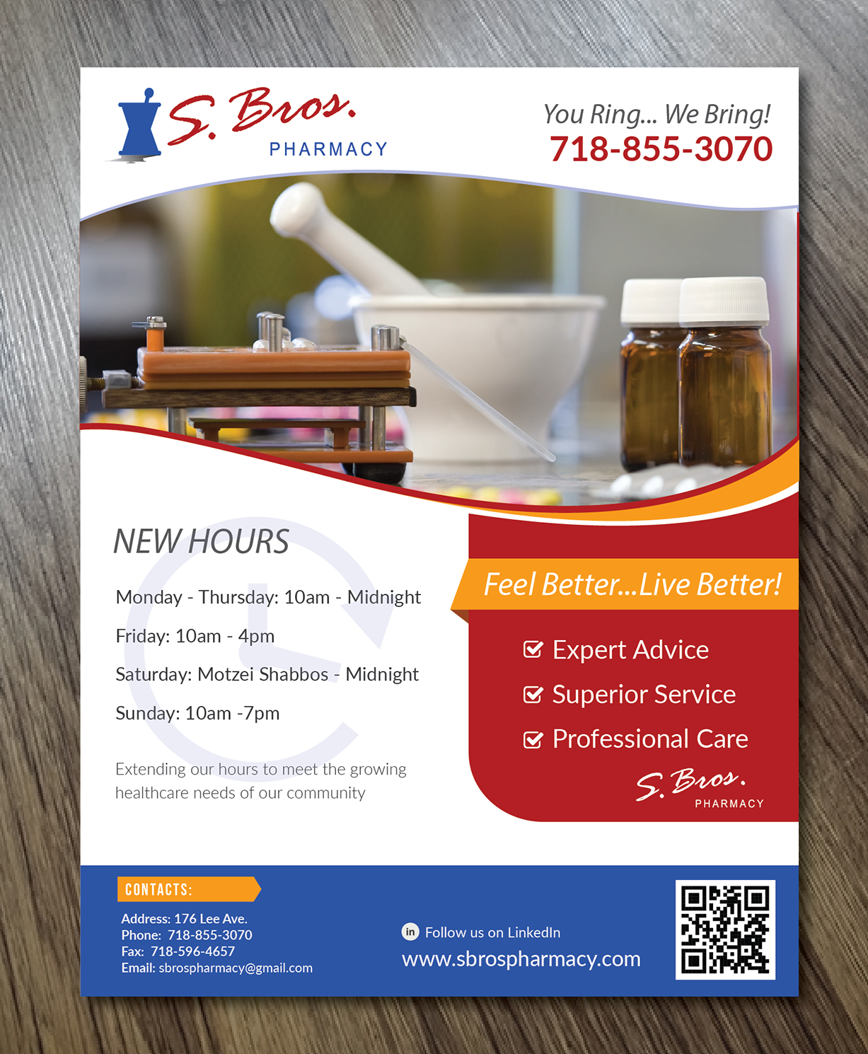 Bold, Serious, Pharmacy Flyer Design for S Bros Pharmacy by Alexandar ...