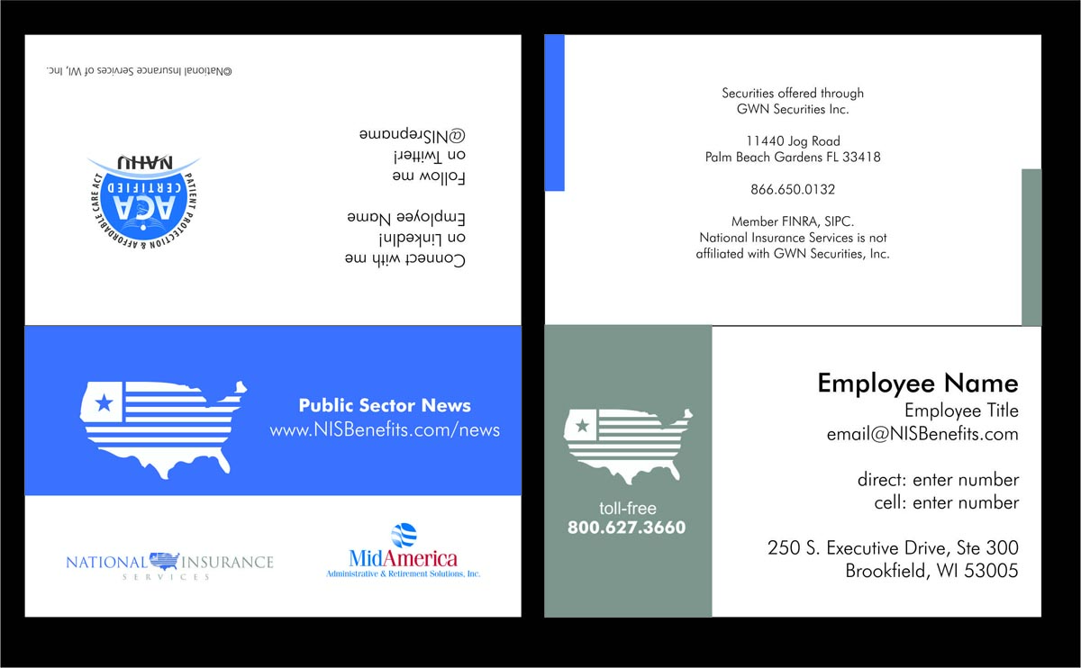 Serious, Professional, Insurance Business Card Design for National ...