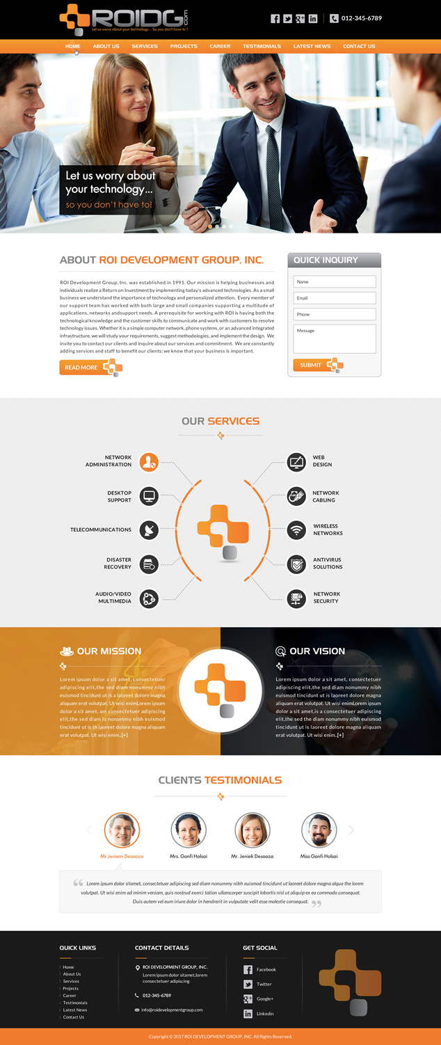 Bold, Masculine, Information Technology Web Design for ROI Development ...