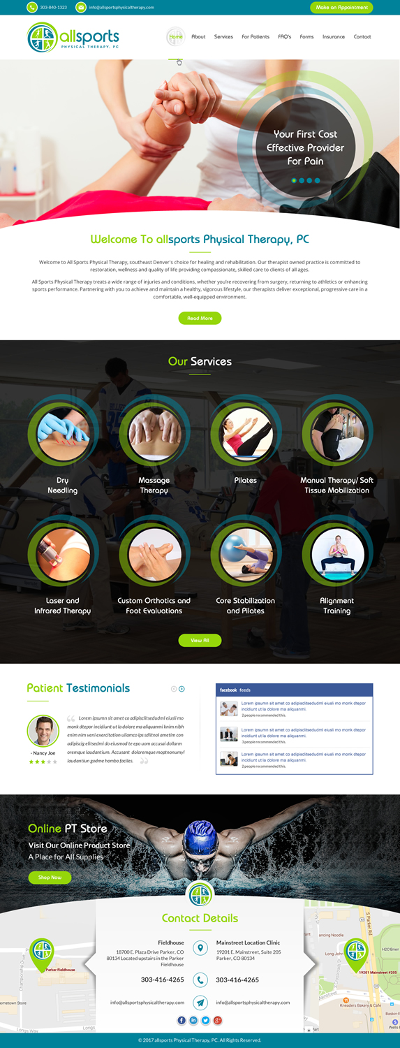Physical Therapy Wordpress Design for All Sports Physical Therapy by ...