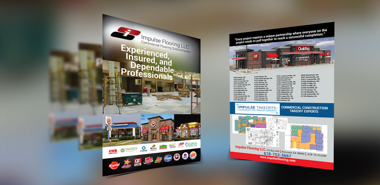 Professional, Masculine, Construction Flyer Design for Impulse Flooring ...