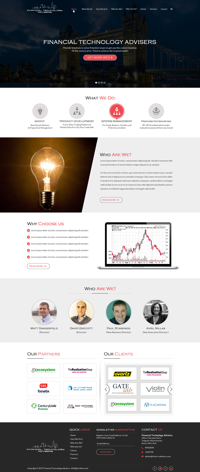 Modern, Serious, Financial Web Design for Finacial Technology Advisers ...