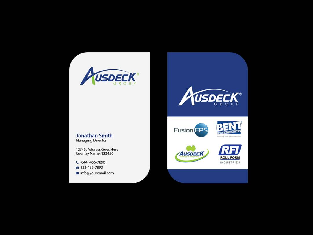 Modern, Professional, Manufacturer Business Card Design for Ausdeck ...