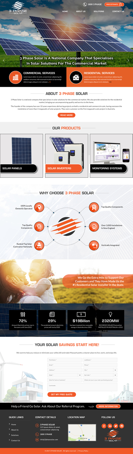 Professional, Serious, Solar Energy Web Design for 3 Phase Solar by ...
