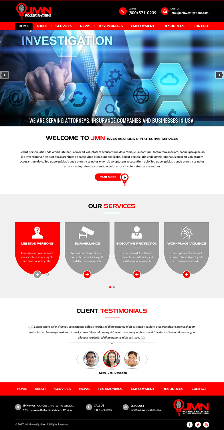Bold, Professional Web Design for JMN Investigations by Sbss | Design ...