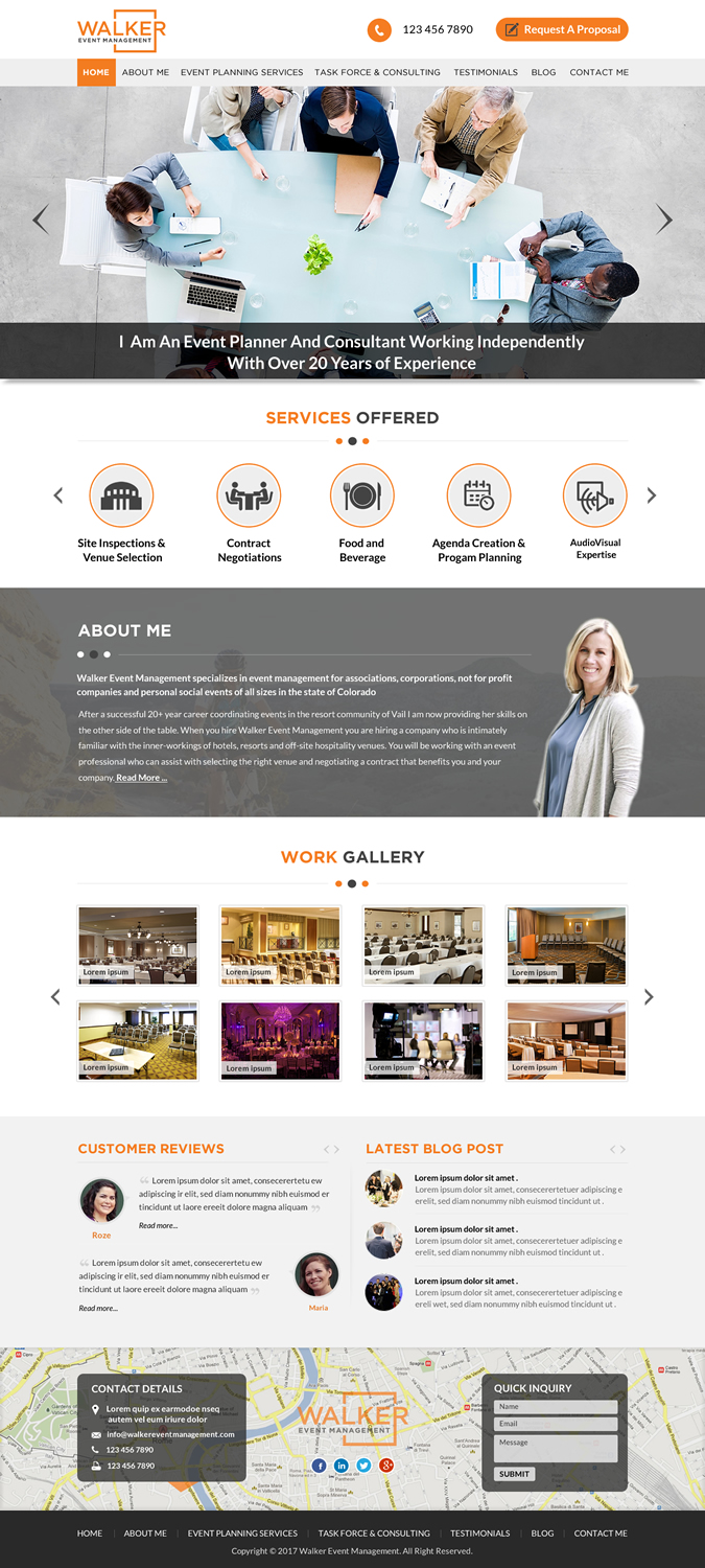 Professional, Upmarket, Event Planning Web Design for Walker Event ...
