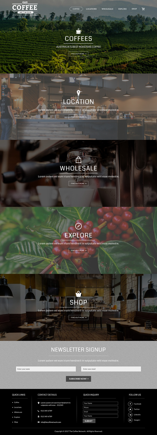 Playful, Personable, Coffee Shop Web Design for The Coffee Network by ...
