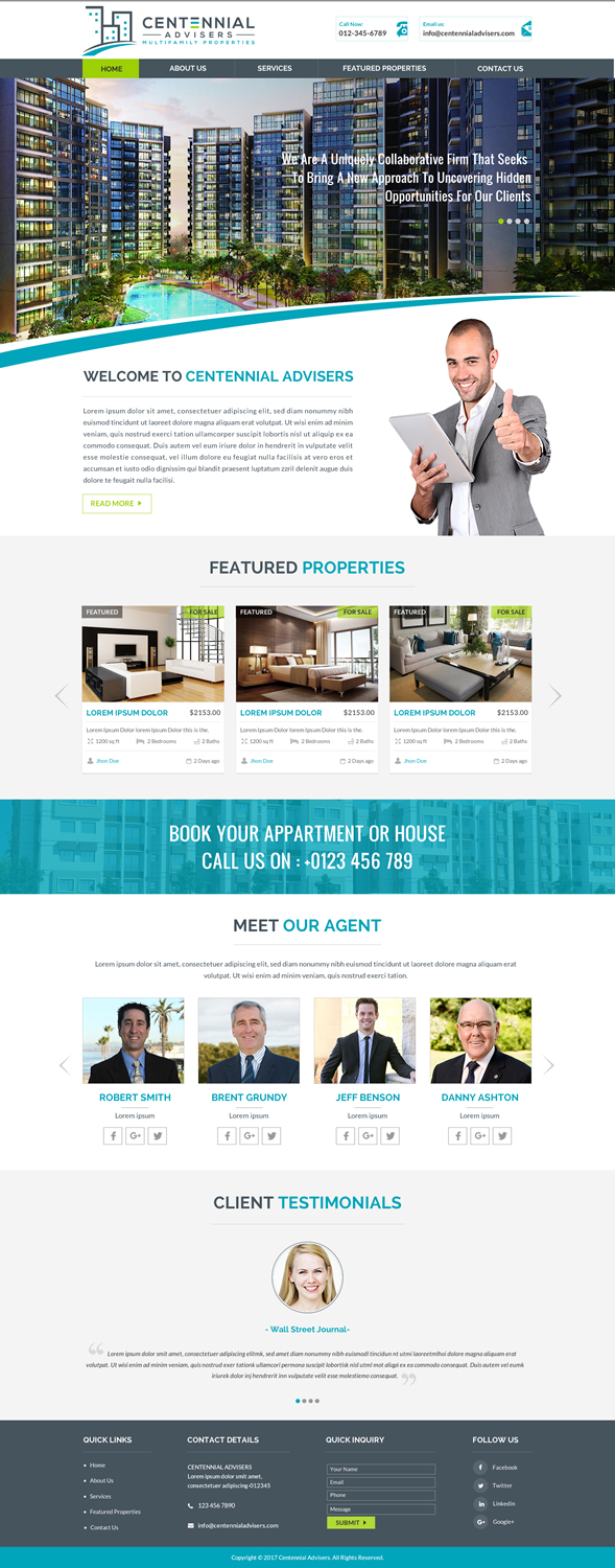 Bold, Modern, Real Estate Agent Wordpress Design for Centennial ...