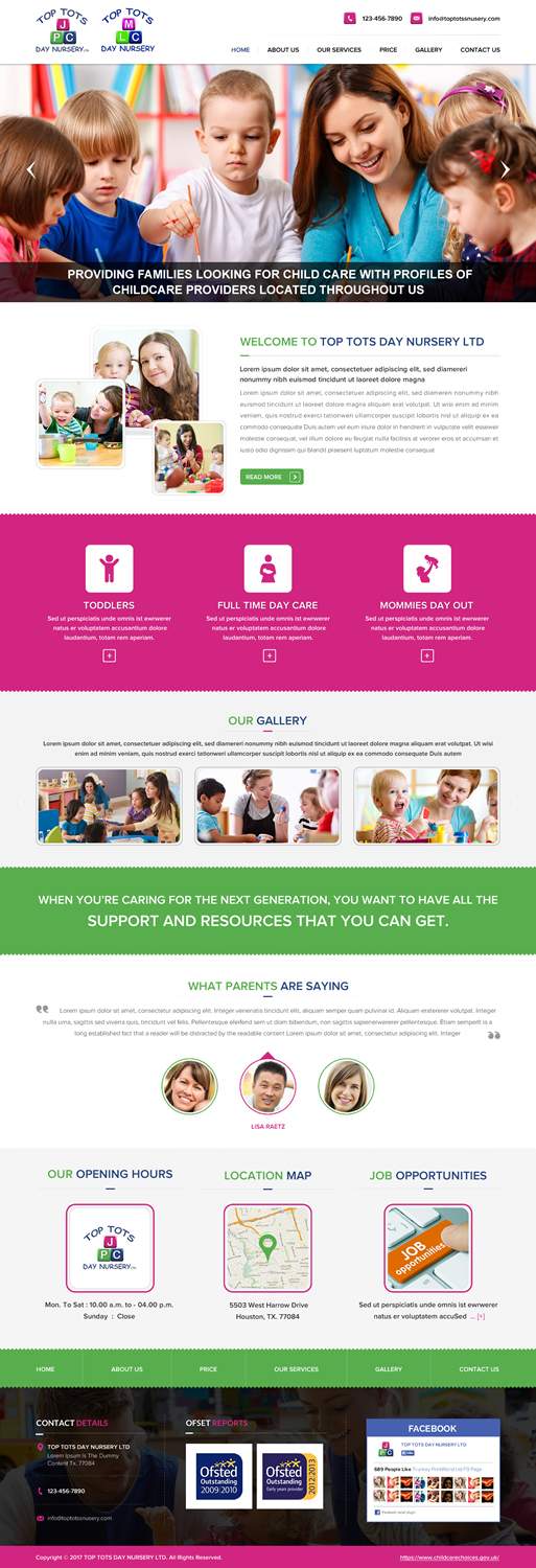 Modern, Playful, Childcare Web Design for Top tots day nursery mlc ...