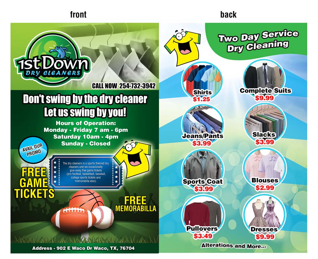 Bold, Colorful, Dry Cleaner Poster Design for 1st Down Dry Cleaners by ...