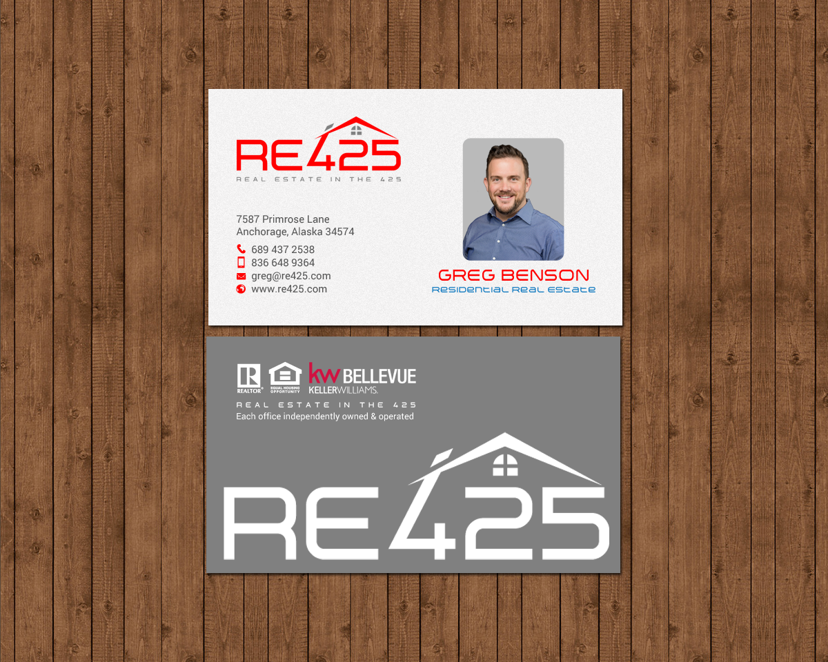 Masculine, Modern, Real Estate Business Card Design for RE425 by ...