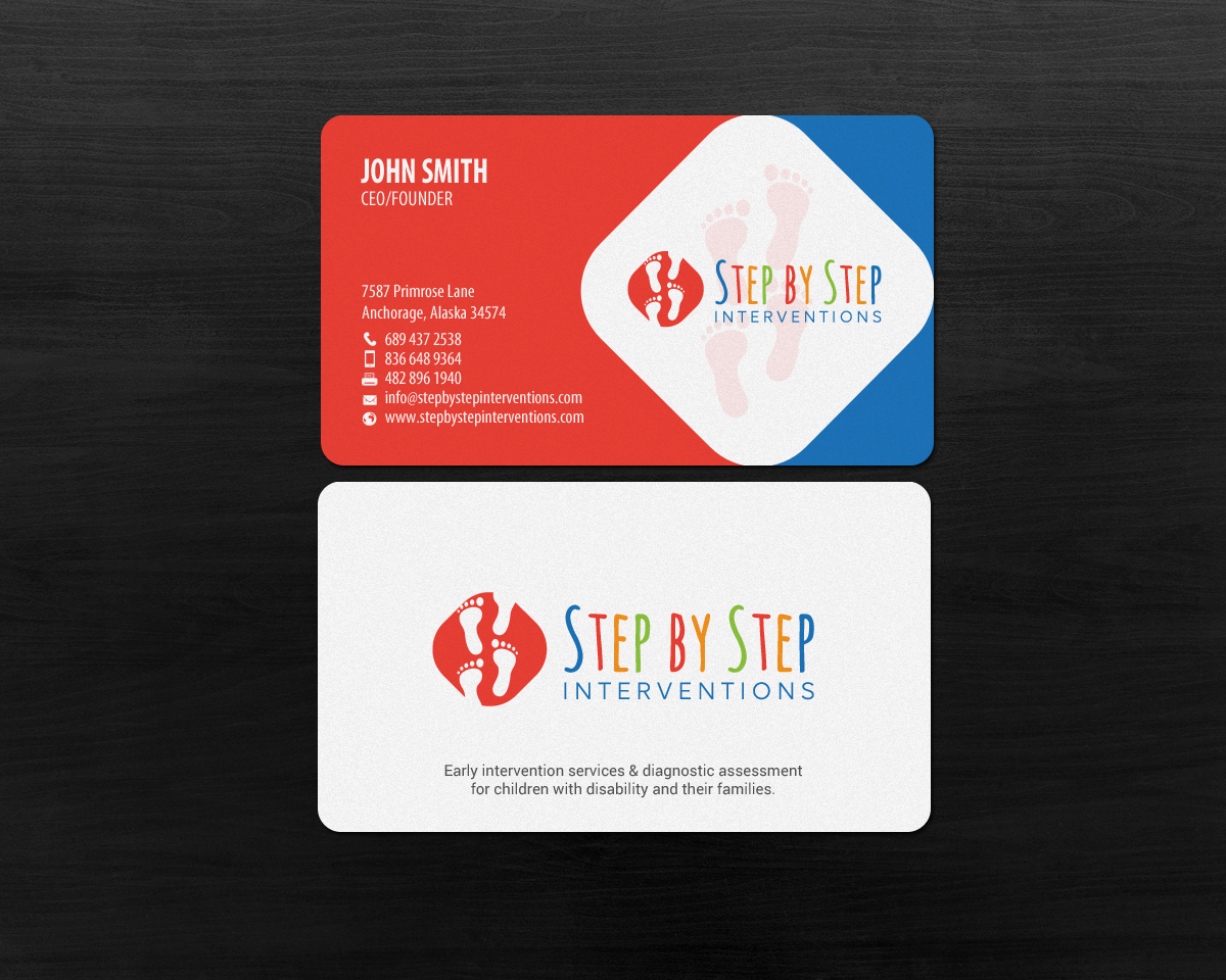 Colorful, Personable, Psychology Business Card Design for Step by Step ...