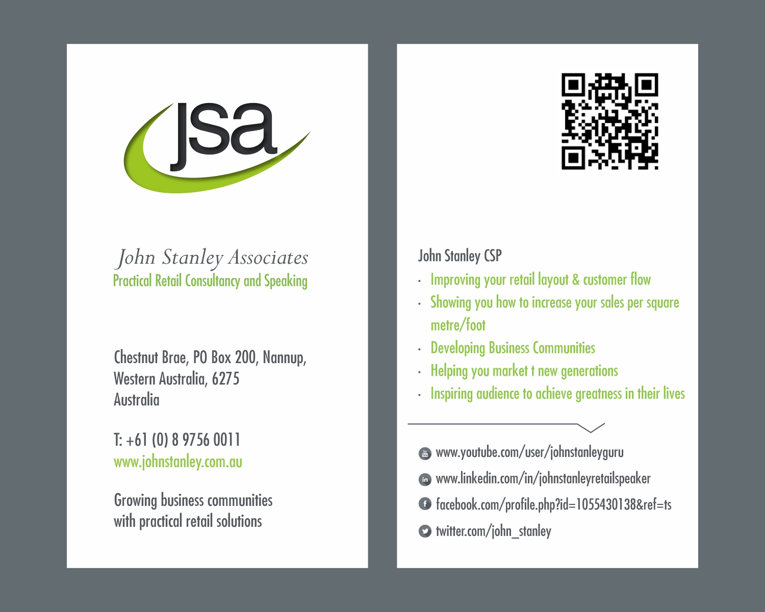 Elegant, Serious, Training Business Card Design for John Stanley ...