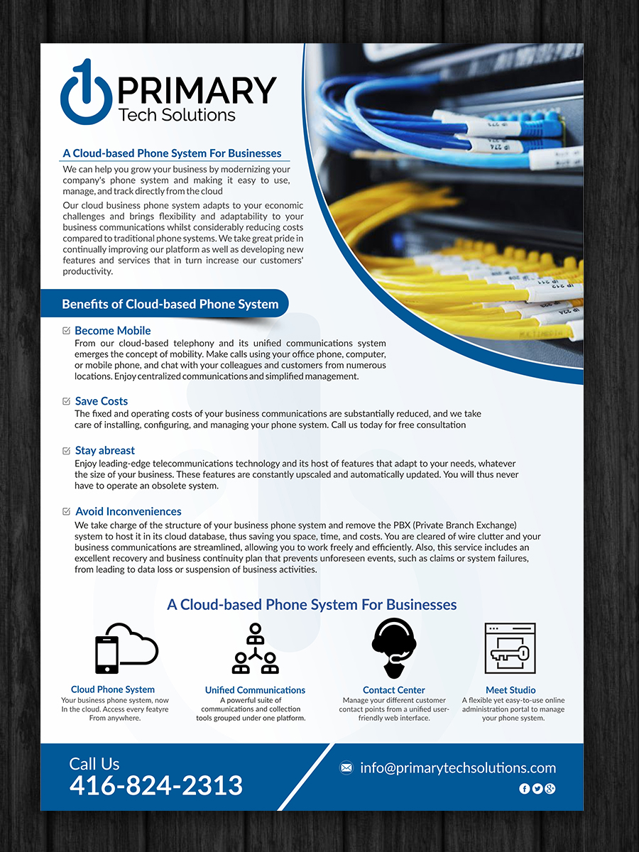 Elegant, Playful, Voip Flyer Design for PRIMARY Tech Solutions by ESolz ...
