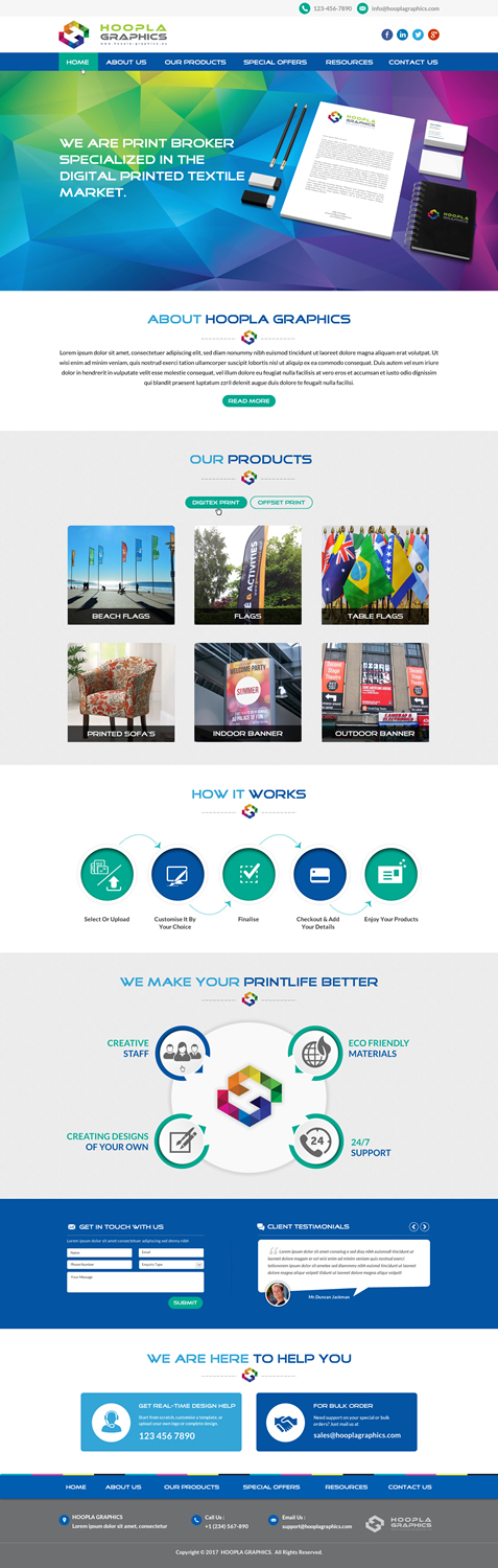 Professional, Serious, Digital Printing Web Design for Hoopla Graphics ...
