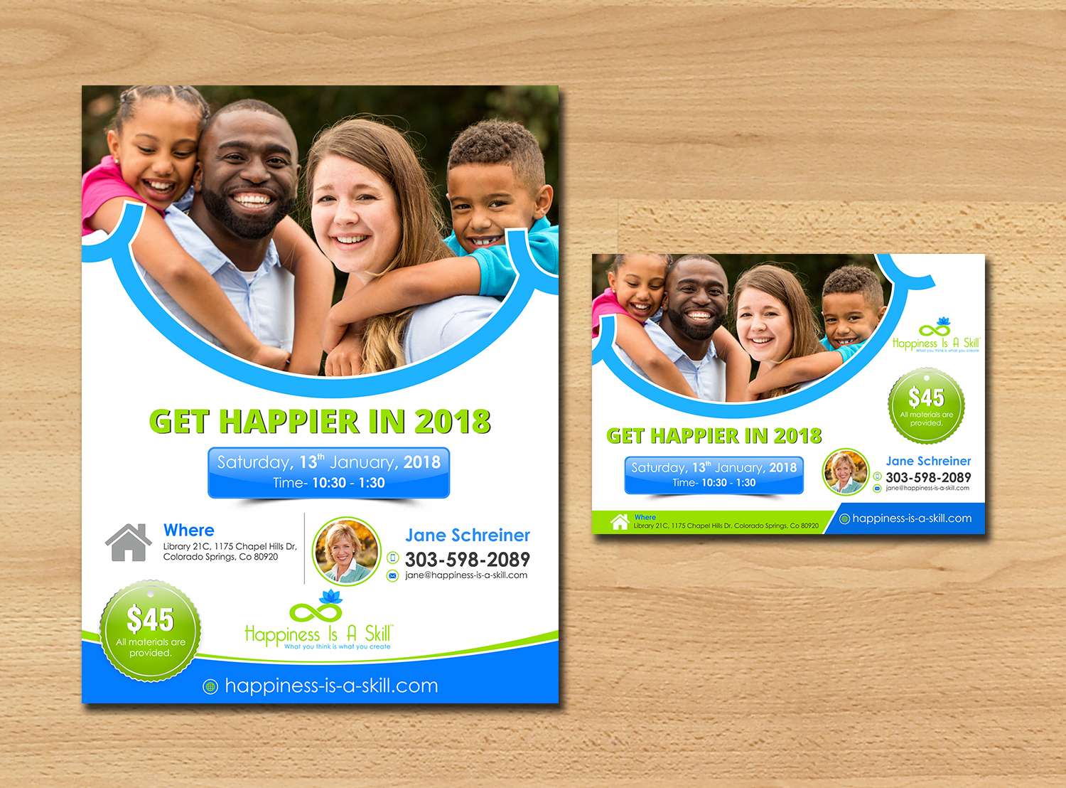 Playful, Modern Flyer Design for Happiness Is A Skill, LLC by ecorokerz ...