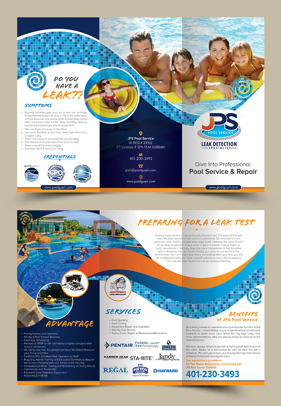 Upmarket, Traditional, Pool Service Brochure Design for JPS POOL ...