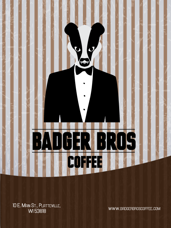Bold, Playful, Coffee Shop Packaging Design for Badger Bros Coffee by B ...