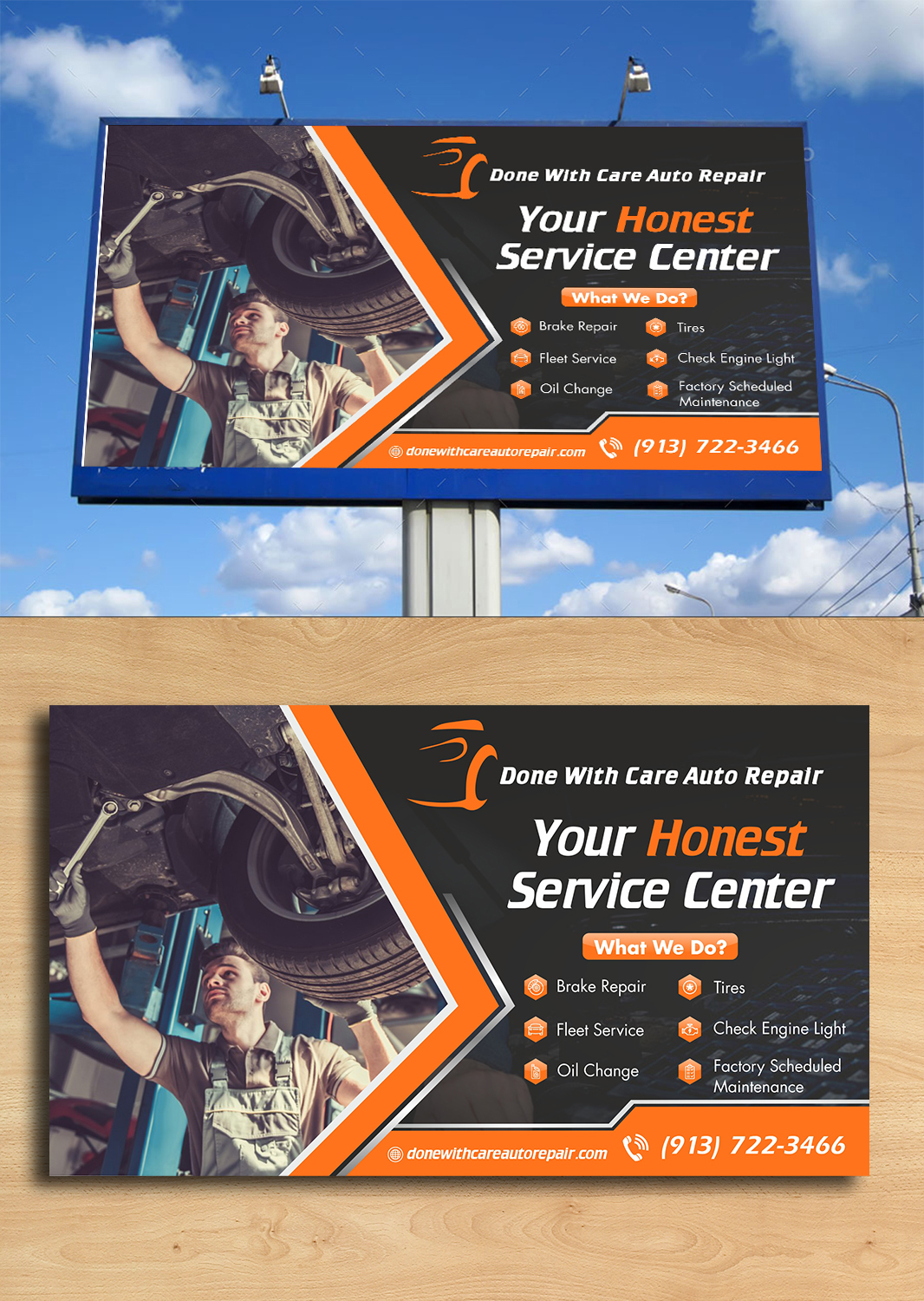 Bold, Serious, Auto Repair Billboard Design for Done With Care Auto ...