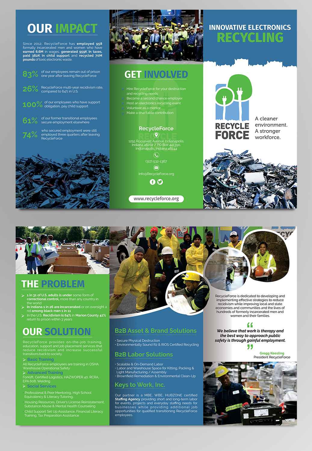 Bold, Serious, Recycling Brochure Design for RecycleForce by ESolz ...