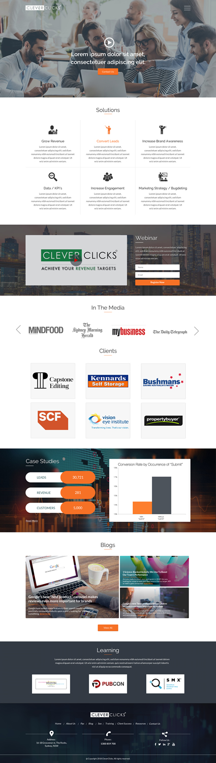Modern, Professional, Marketing Web Design for CleverClicks by Sbss ...