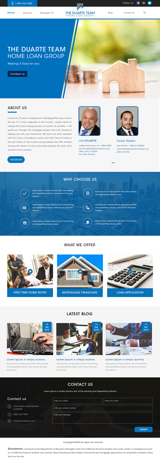 Modern, Professional, Mortgage Lender Web Design for a Company by sonym ...