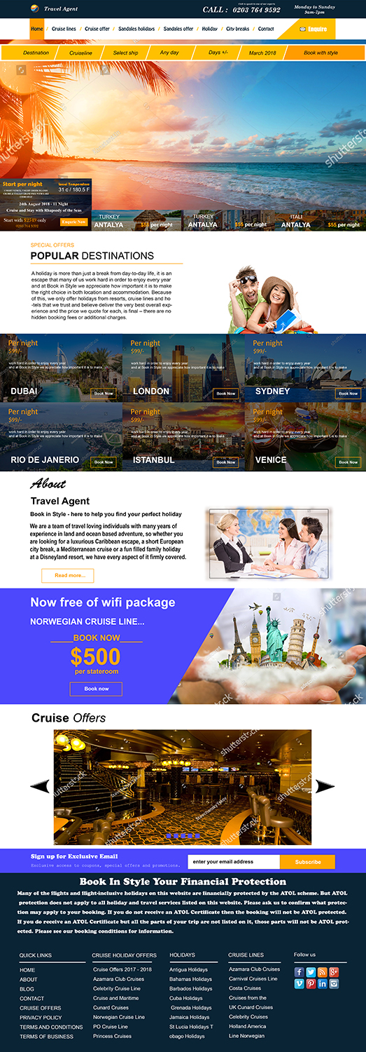 Modern, Professional, Travel Agent Web Design for Book in Style by ...