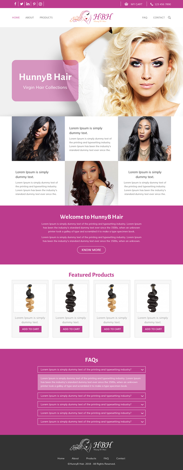 Feminine, Elegant, Hair And Beauty Web Design for HunnyB Hair by ...