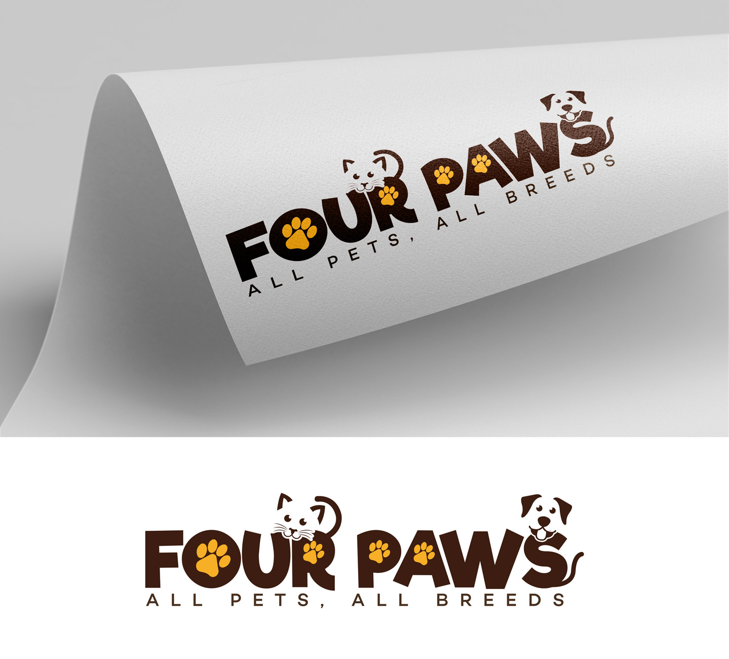 Professional, Colorful Logo Design for Four paws (all pets, all breeds ...