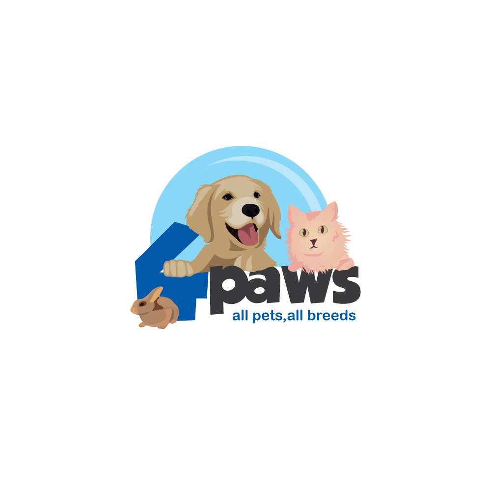 Professional, Colorful Logo Design for Four paws (all pets, all breeds ...