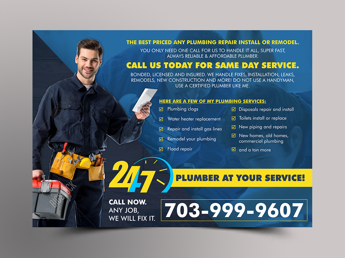 Upmarket, Bold, Plumbing Flyer Design for Plumbing Pros by ESolz ...