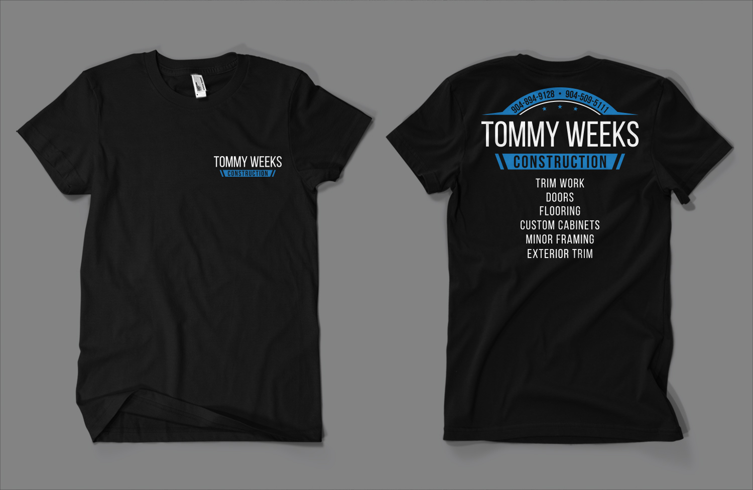 Modern Masculine Construction Company T shirt Design For Tommy Weeks 