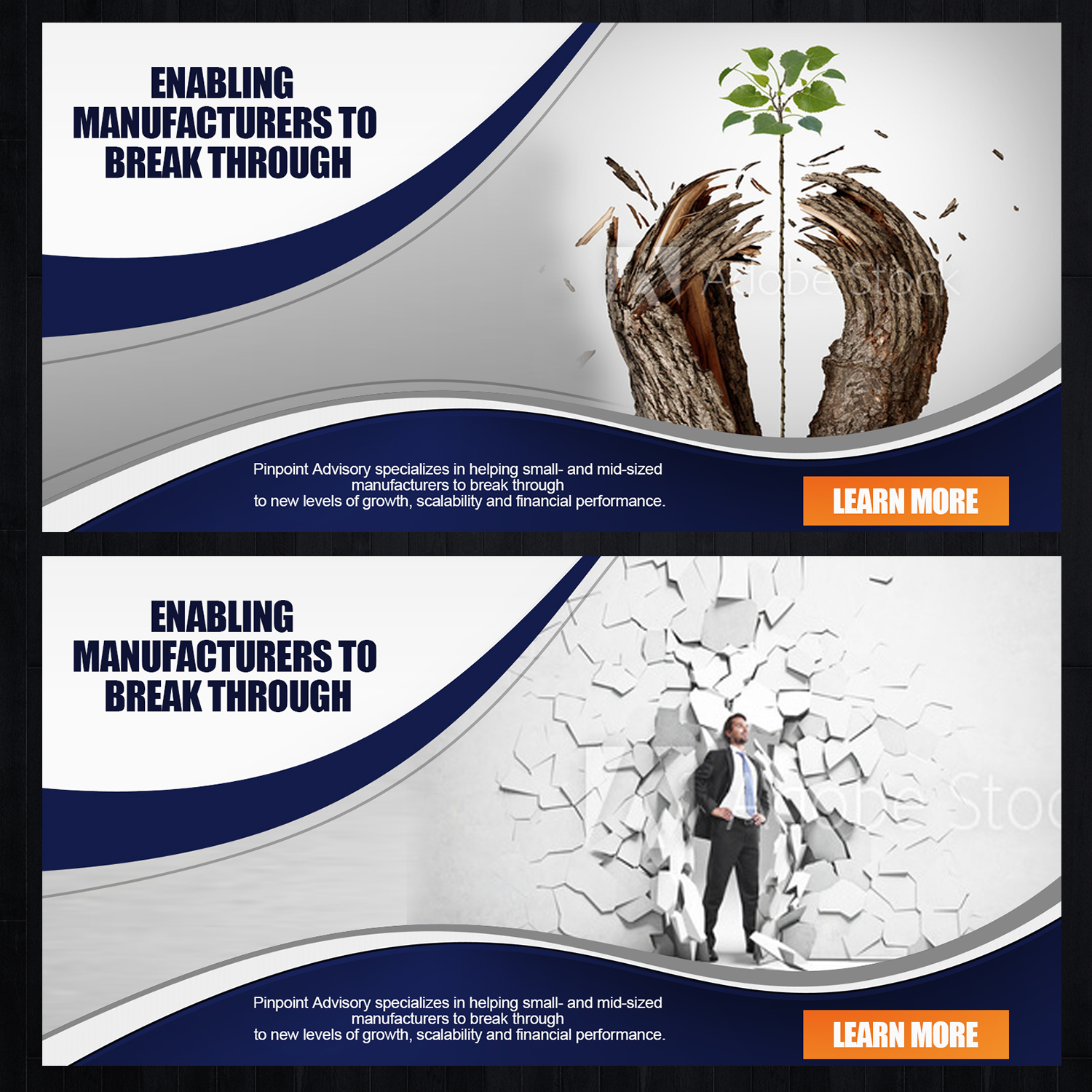 Bold, Masculine, Manufacturing Banner Ad Design for Pinpoint Advisory ...