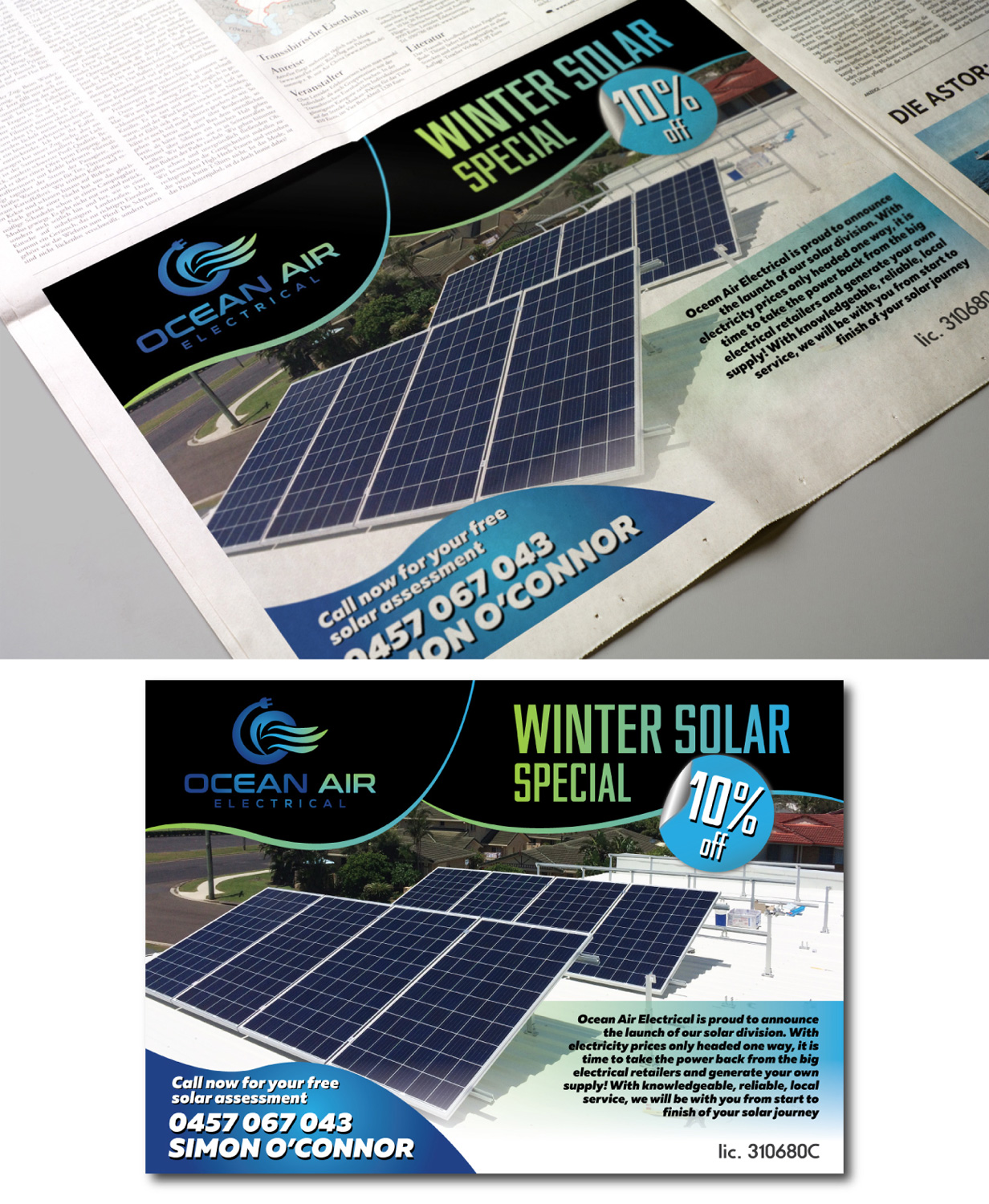 Bold, Playful, Solar Energy Advertisement Design for Ocean Air ...