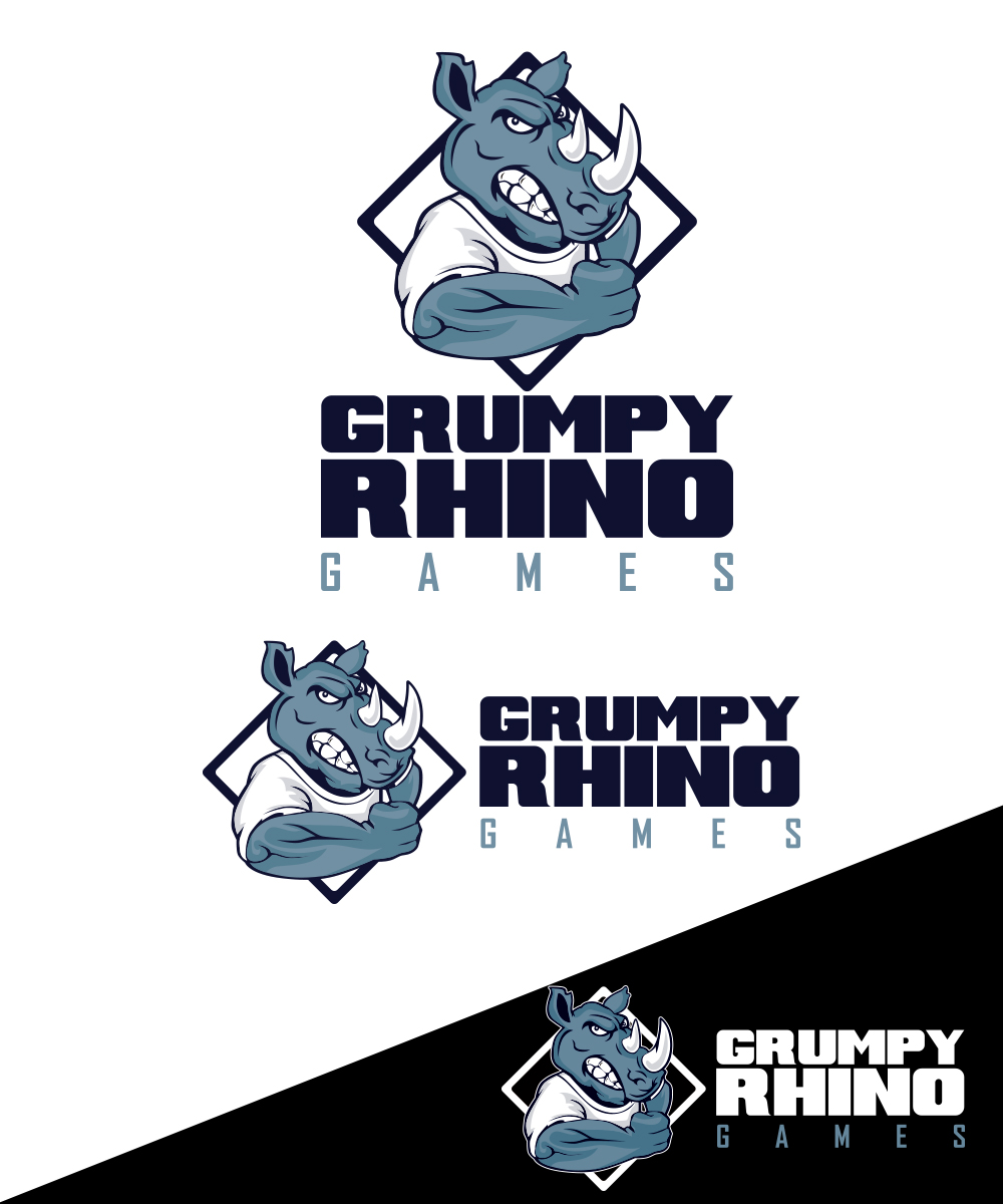 Bold, Playful, Games Logo Design for Grumpy Rhino Games by StudioD ...