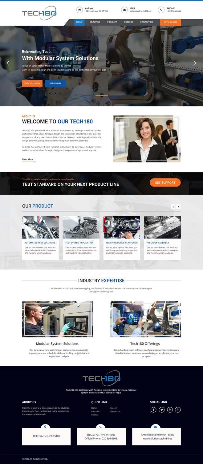 Modern, Professional Web Design for Tech180 by Dream Logo Design | Design #19060204