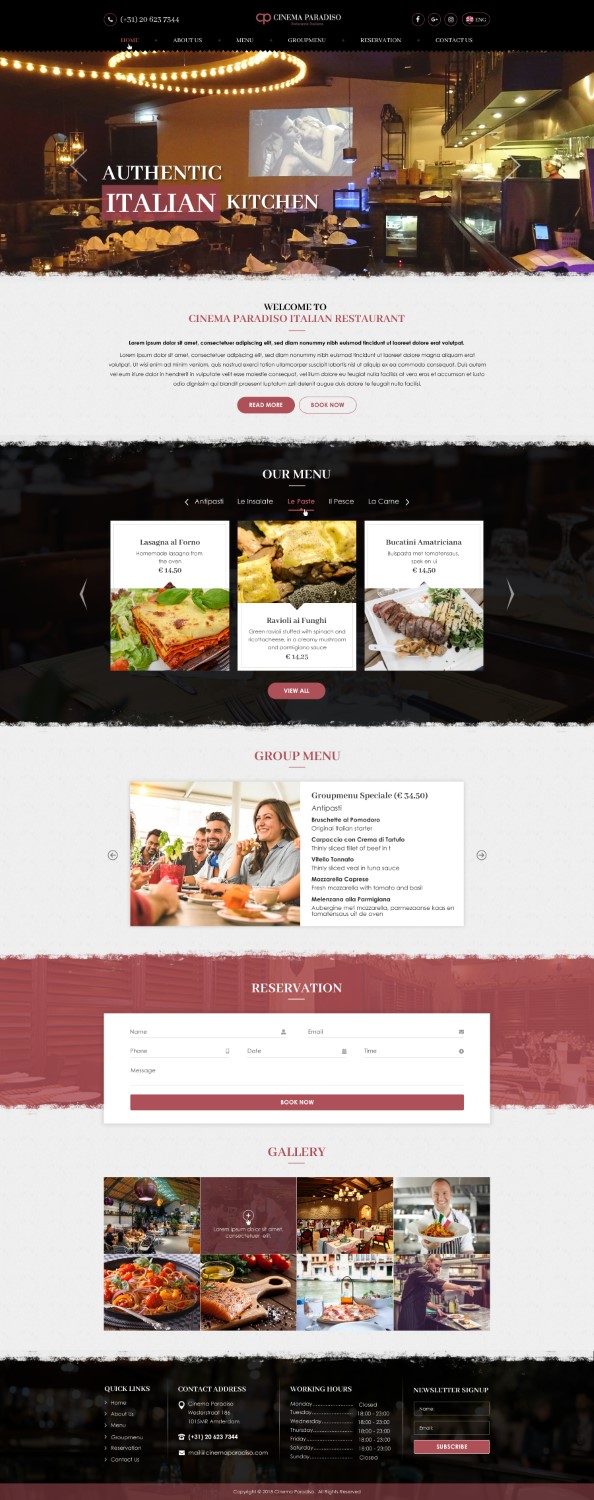Elegant, Serious, Italian Restaurant Web Design for The Wild Web by ...