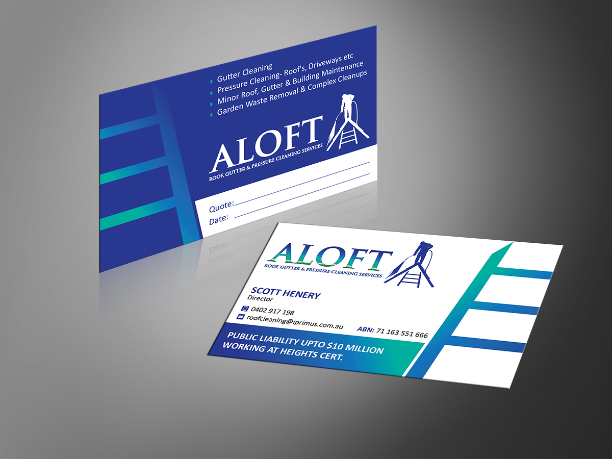 Business Business Card Design for Aloft Roof, Gutter & Pressure ...