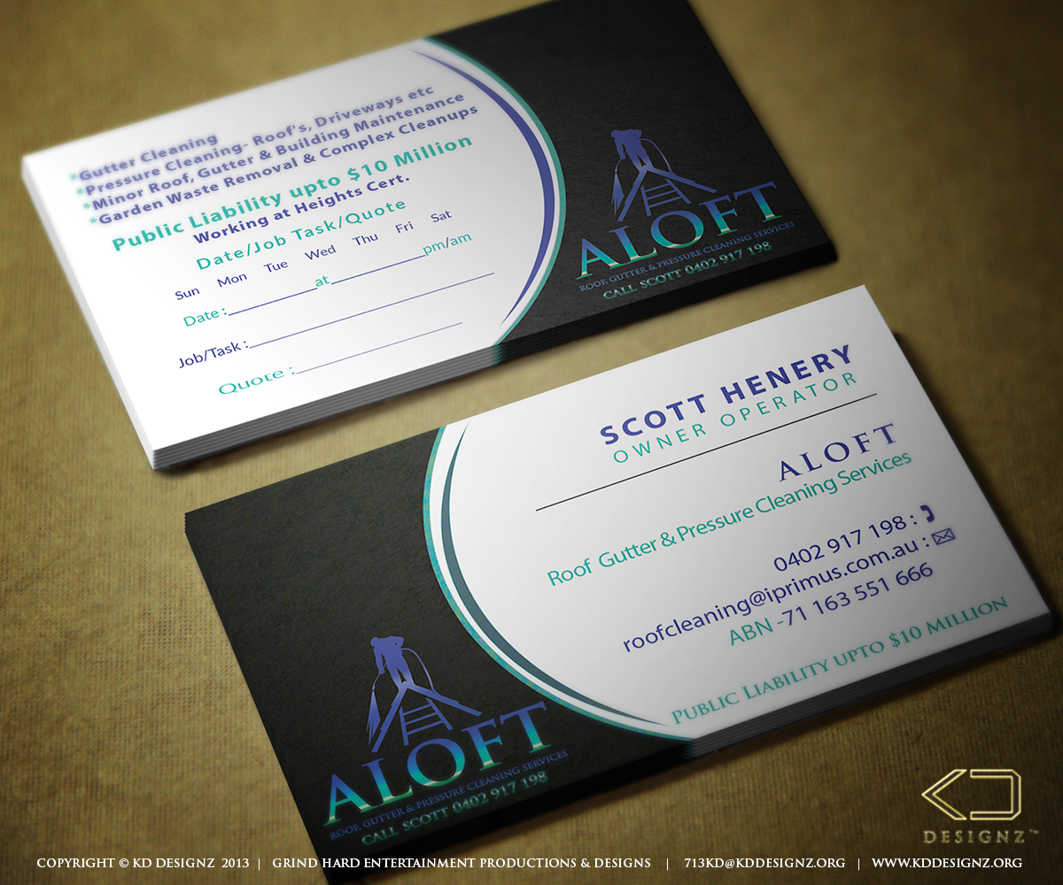 Business Business Card Design for Aloft Roof, Gutter & Pressure ...