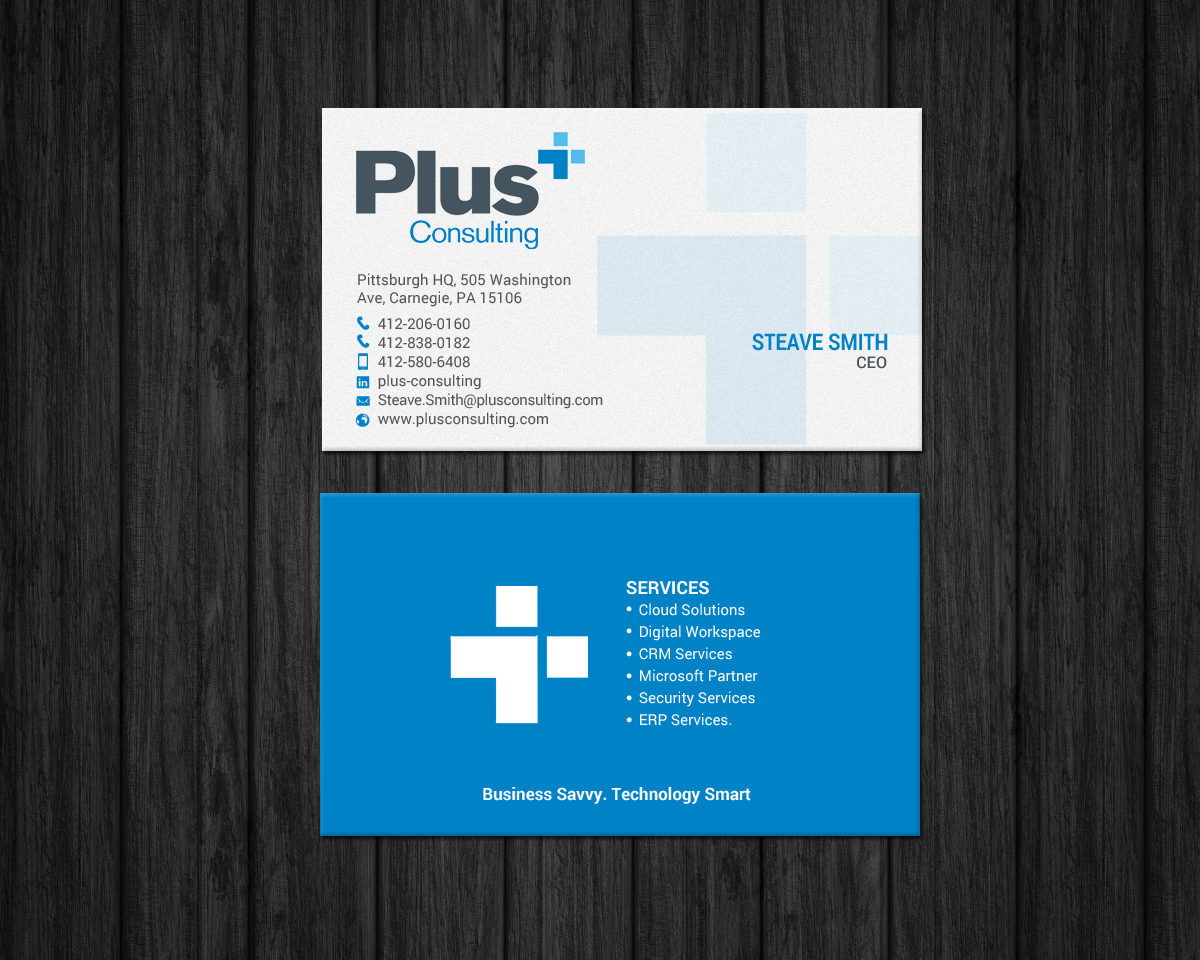 Modern, Bold, Consulting Business Card Design for Plus Consulting by ...