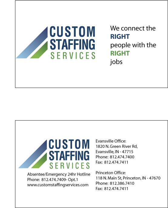 Business Card Design for Custom Staffing Services by archranbelo ...