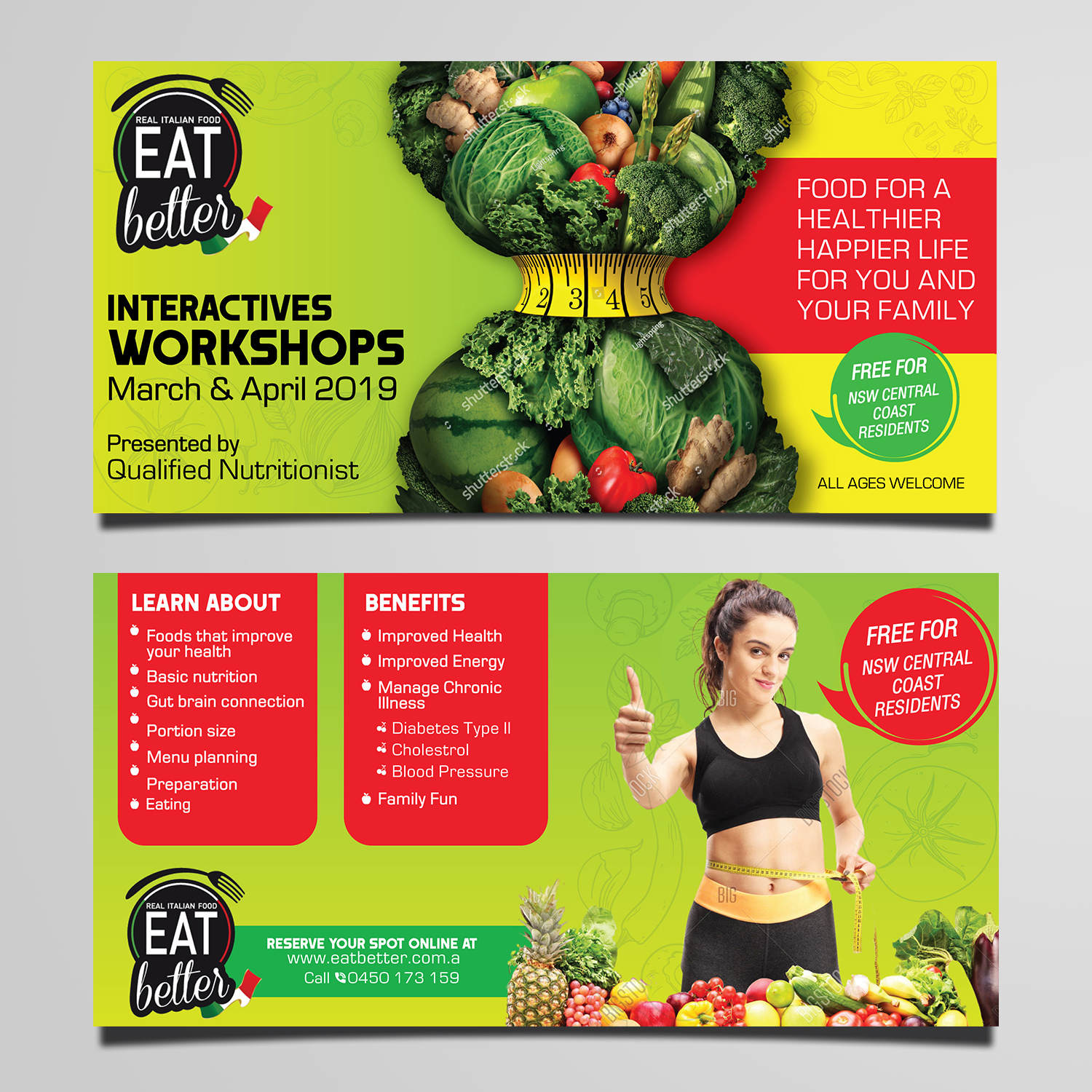 Bold, Colorful, Health And Wellness Flyer Design for EAT BETTER FEEL ...